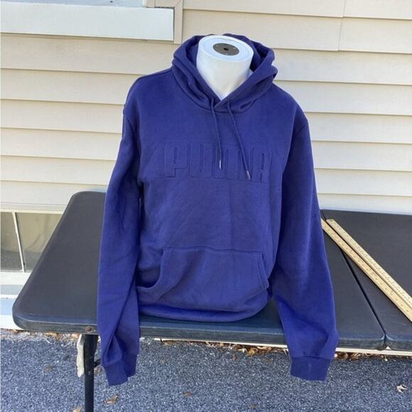 Puma | Shirts | Puma Hoodie Sweatshirt Mens Navy Blue Pullover Big Logo ...